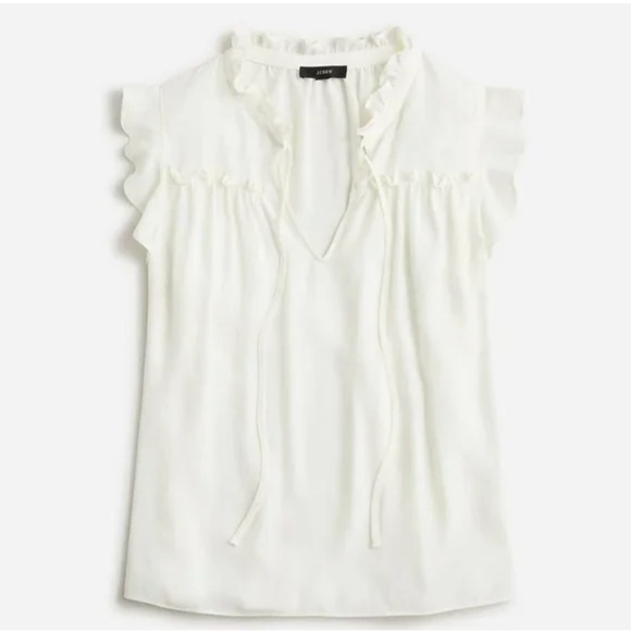J. Crew | Tops | Jcrew White Ruffle Blouse | Poshmark